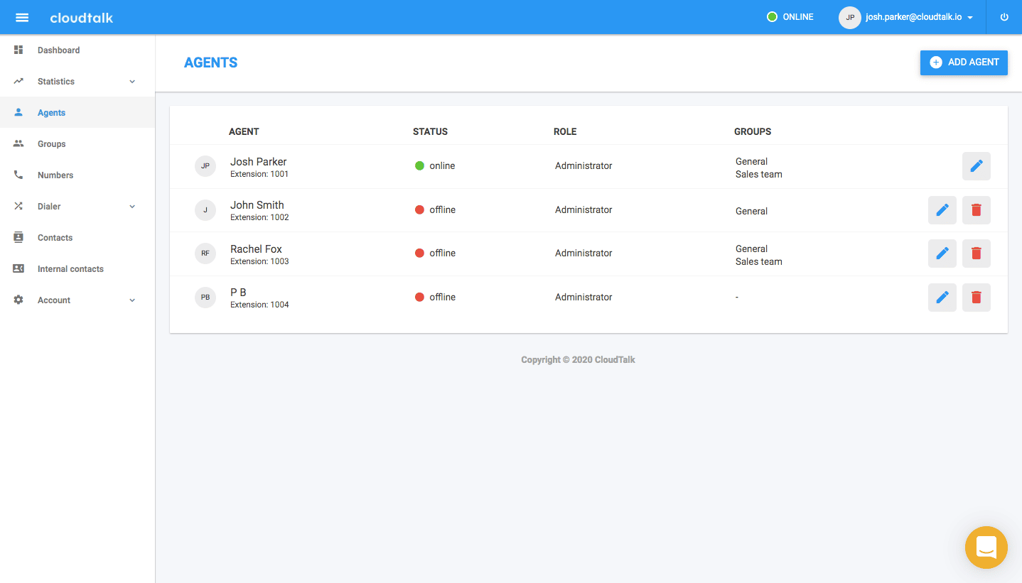Agent Status - CloudTalk