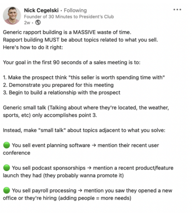 Strong Rapport in 90 Seconds, Part 2: Use These Small Talk Frameworks ...