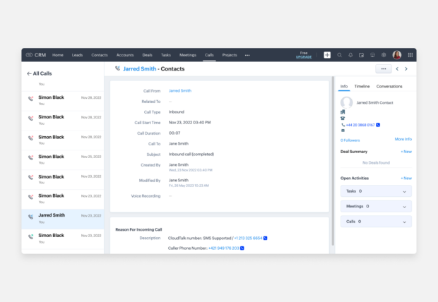 Zoho CRM integration for call centers - Cloudtalk