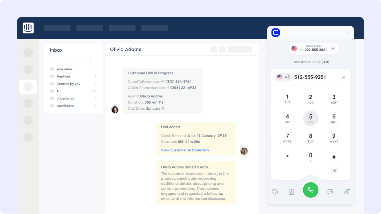 Intercom Call Center Software Integration - CloudTalk