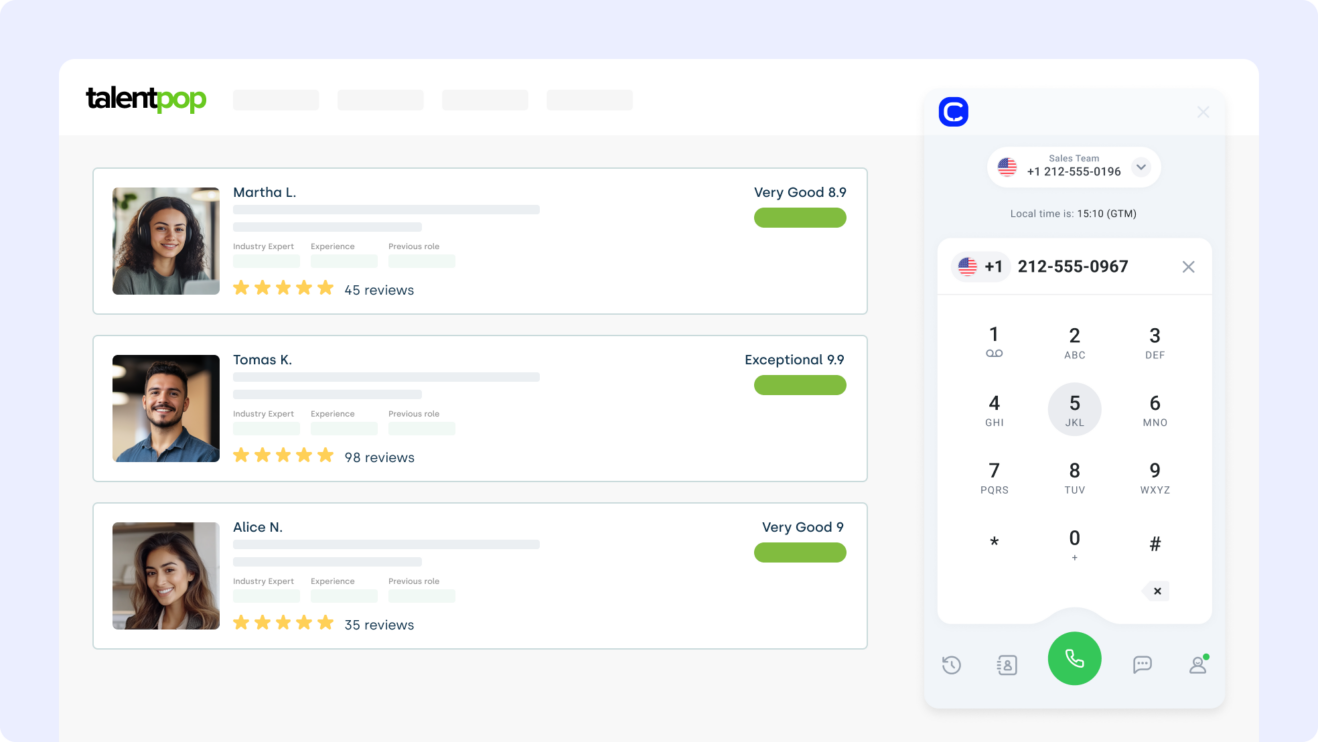 TalentPop Phone System Integration - CloudTalk