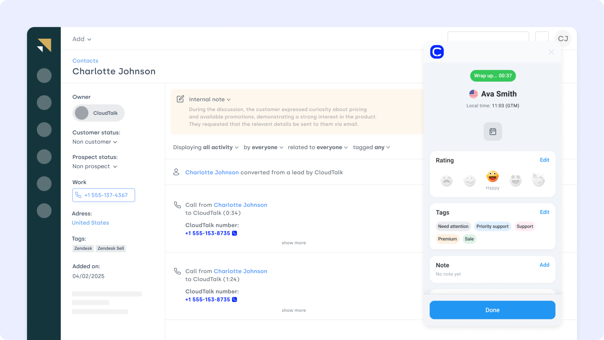Zendesk Sell Phone System Integration - CloudTalk